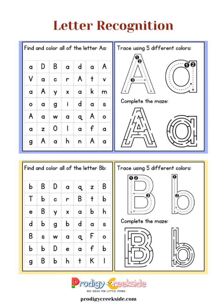 Letter Recognition Worksheets | Colour and Trace Free PDF