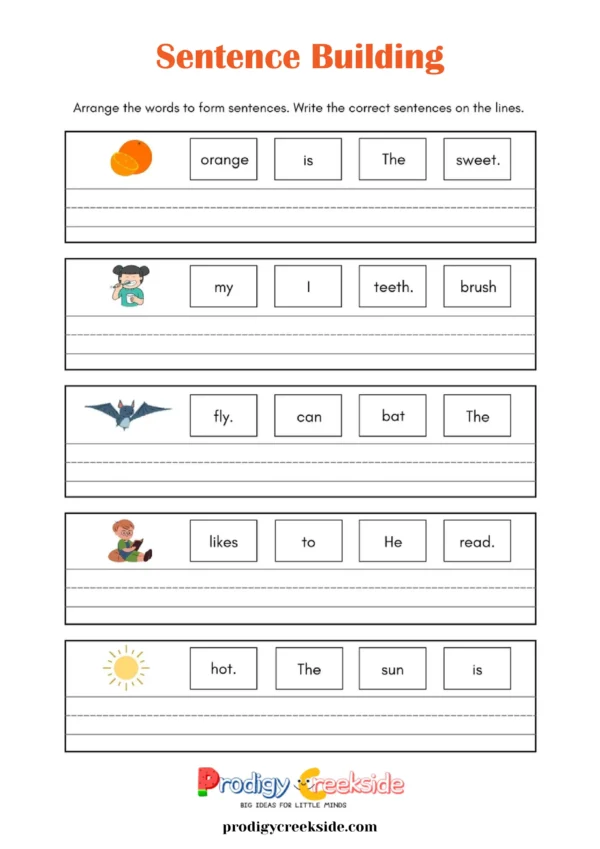 Sentence Building Worksheets | Fun and Free Printable PDF